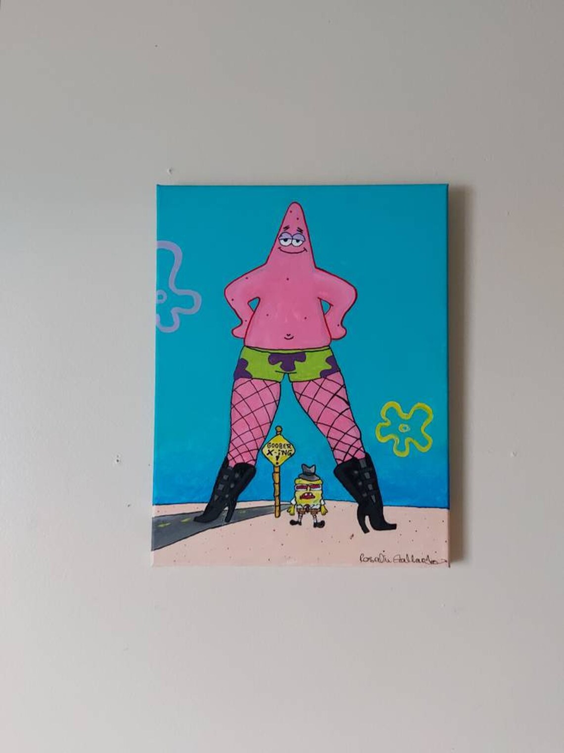 Patrick Star Fishnets Meme Canvas Painting Spongebob | Etsy Canada