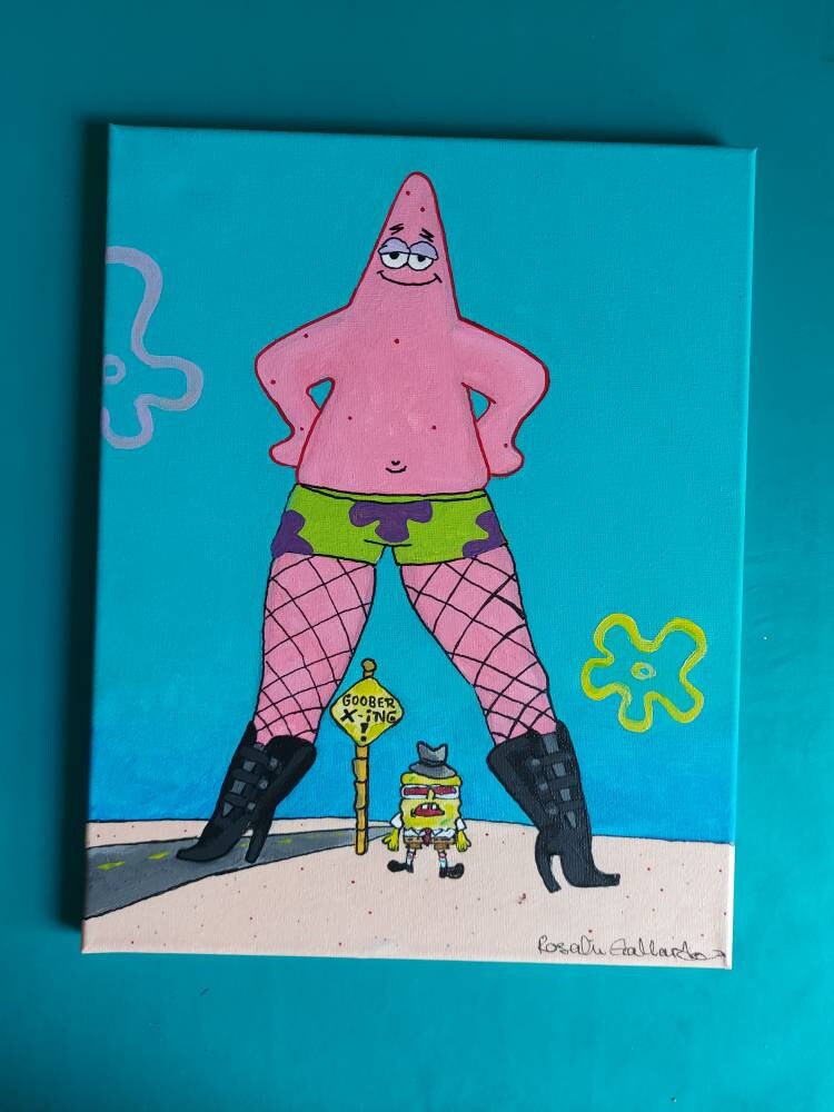 Patrick Star Fishnets Meme Canvas Painting Spongebob | Etsy Canada