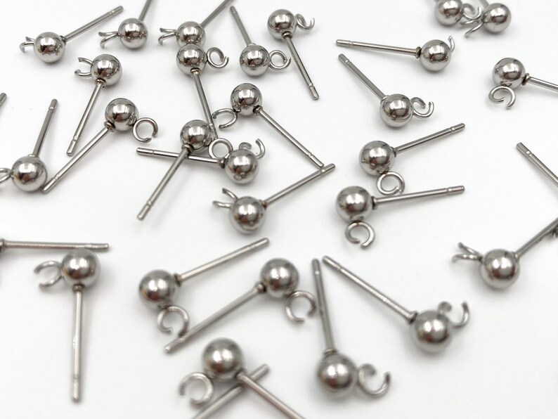 4mm Open Loops Ball Earring Posts Ball Earring Studs Gold - Etsy