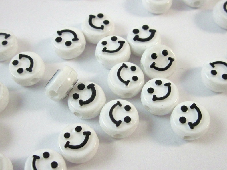 Smiley Face Beads 10mm Emoji Beads Happy Face Acrylic Cute - Etsy