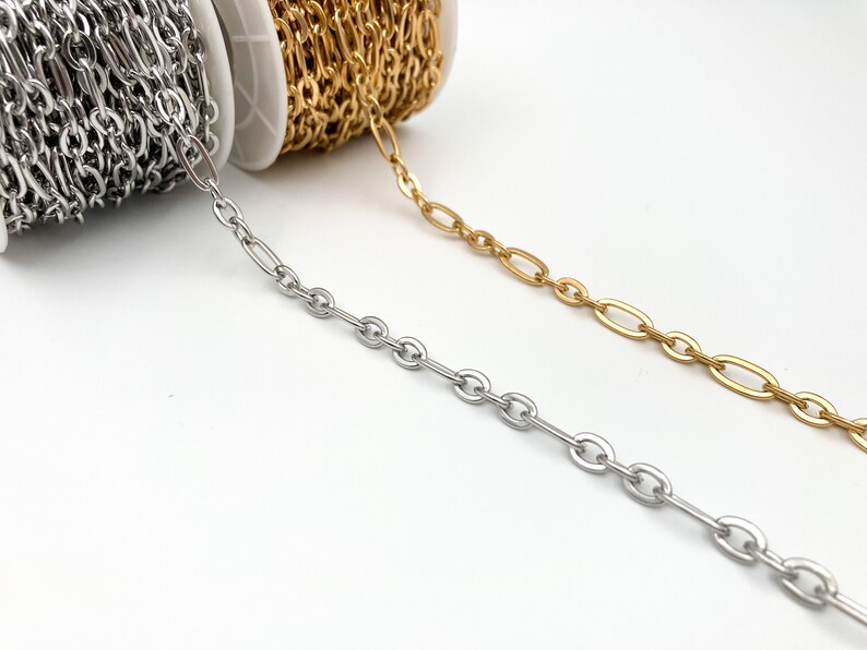 Stainless Steel Flat Oval Link Chain: PVD Anti-tarnish Jewelry Supplies ...
