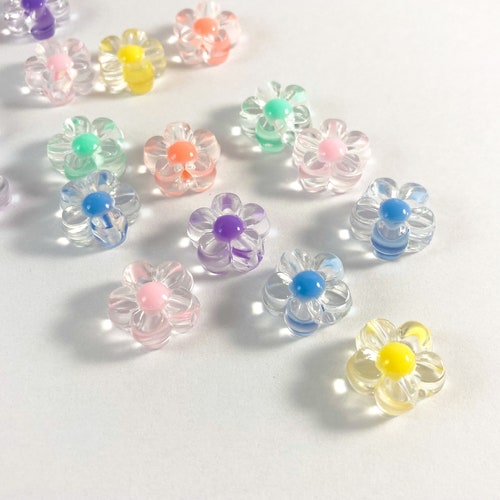 Colorful Acrylic Flower Beads for Jewelry Making Pastel Color - Etsy
