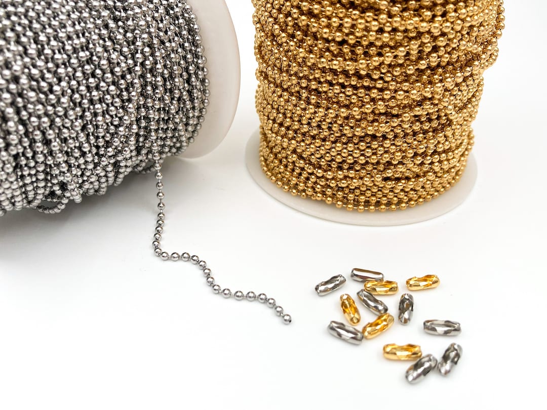 2mm Stainless Steel Ball Chain With Connectors: Jewelry Supplies - Etsy