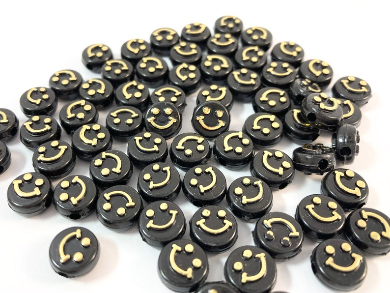 Smiley Face Beads 10mm Emoji Beads Happy Face Acrylic Cute - Etsy
