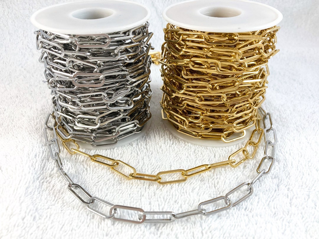 Large Chunky Paper Clip Chain With Open and Flat Links, PVD Stainless ...