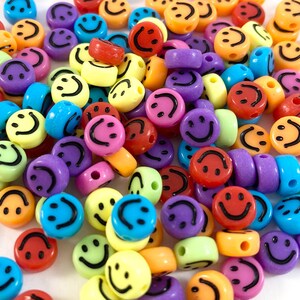 Smiley Face Beads, 6-7mm Emoji Beads, Happy Face Beads, Acrylic Block ...