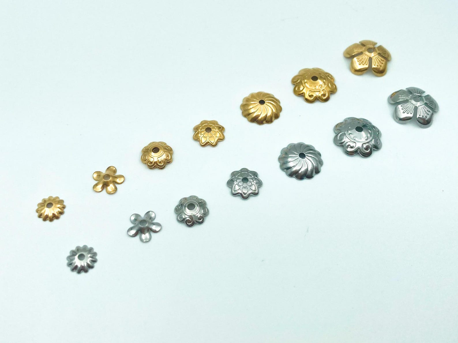 Floral Stainless Steel Bead Caps: Jewelry Making Findings - Etsy