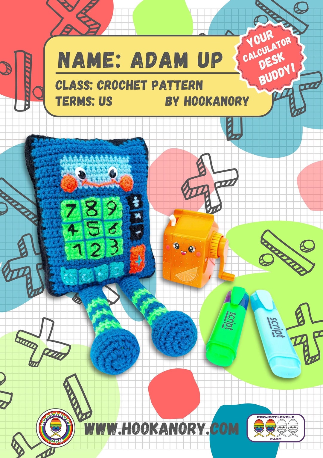 Crochet Calculator Desk Buddy, Amigurumi Crochet Pattern (PDF Download ...
