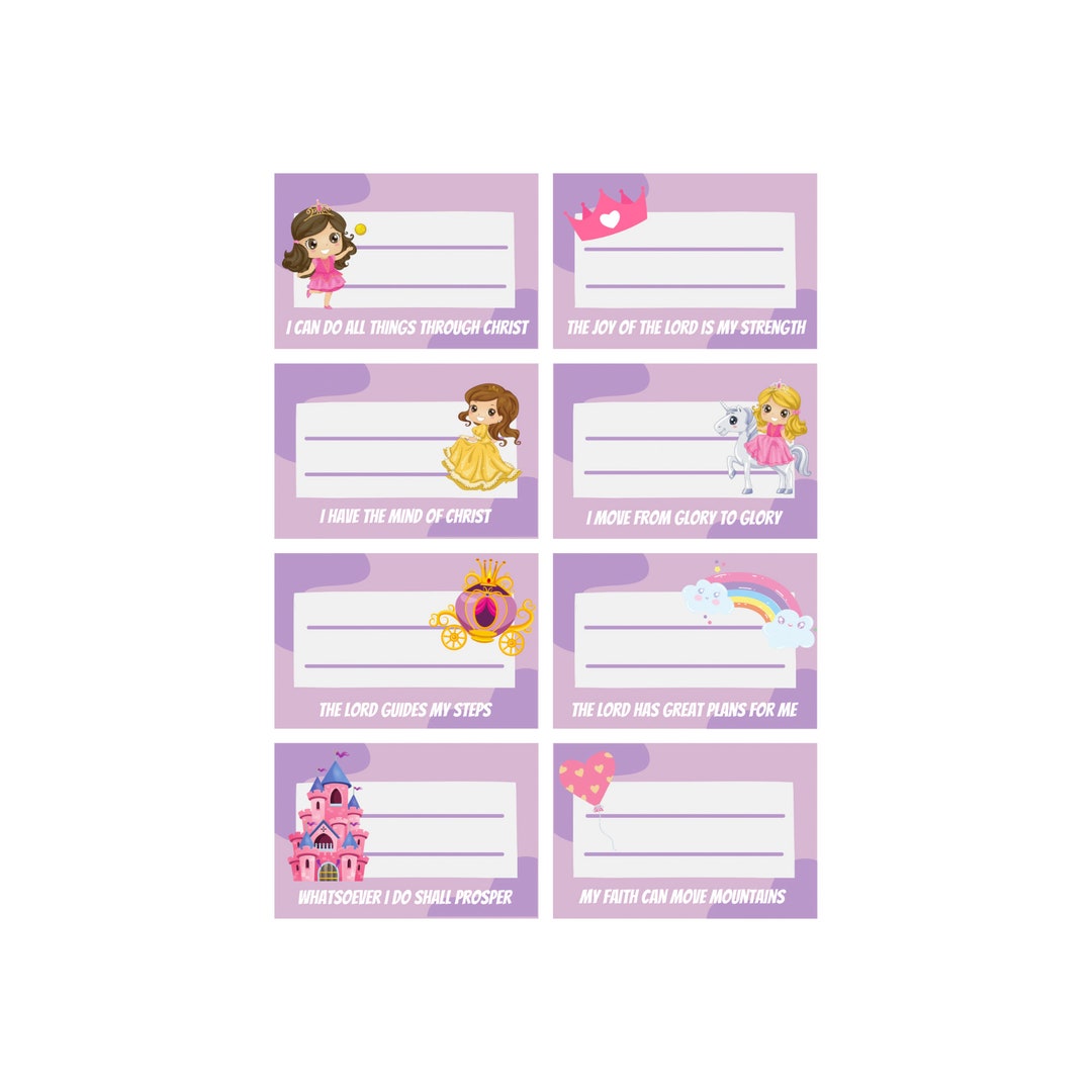 Princess Printable Name Tag Stickers, Printable Stickers, Girls, Bible ...