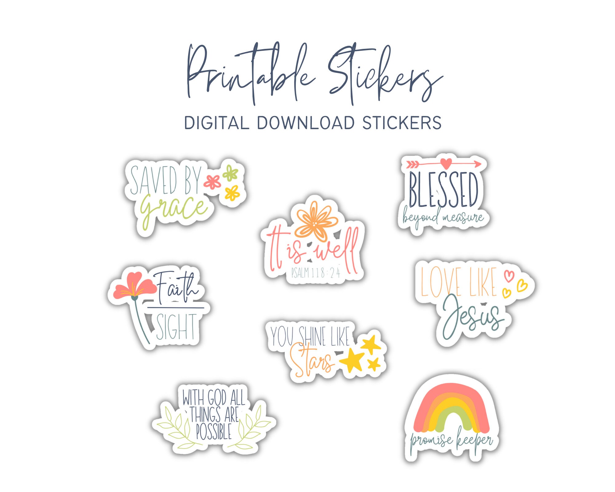 Digital Religious Stickers Bible Stickers Printable Stickers Religious ...