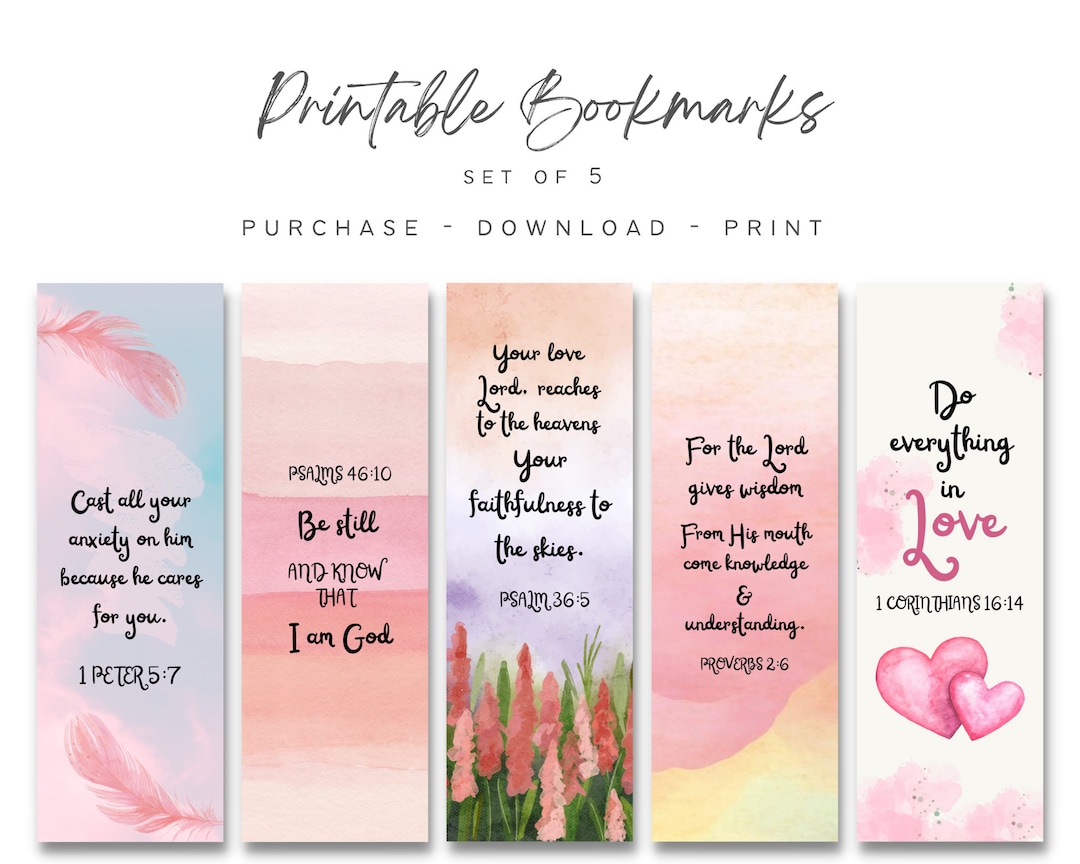 Printable Digital Scripture Bookmark, Bible Bookmark, Bible Verse ...