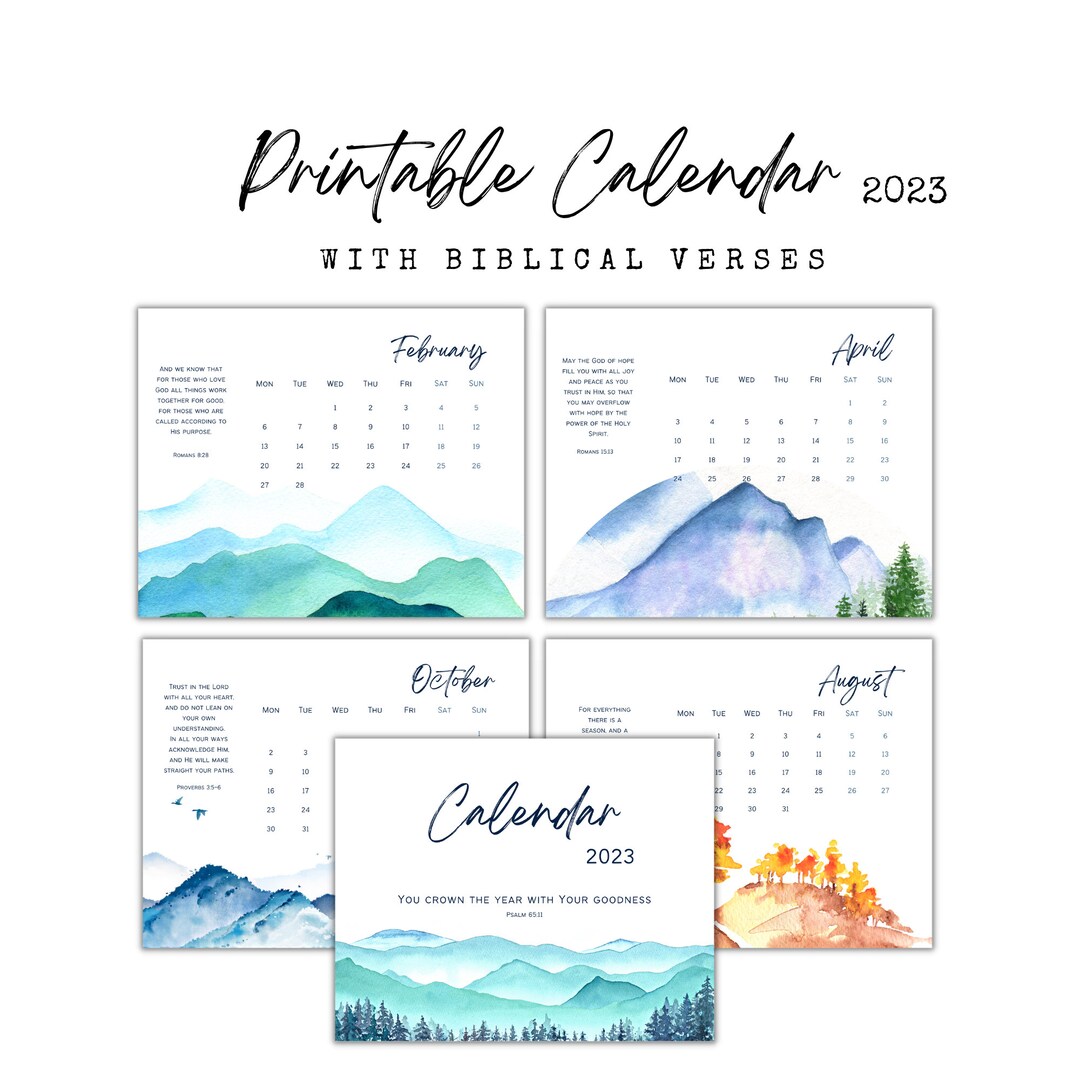 Printable Calendar 2023 With Biblical Verses, Printable Bible Verses ...