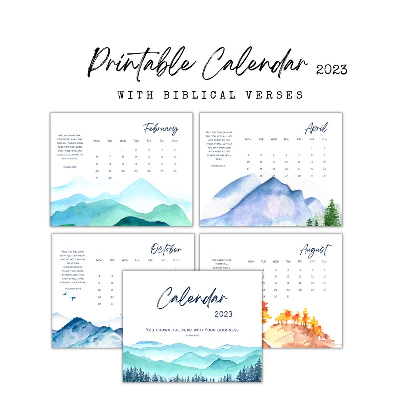 Printable Calendar 2023 With Biblical Verses, Printable Bible Verses ...