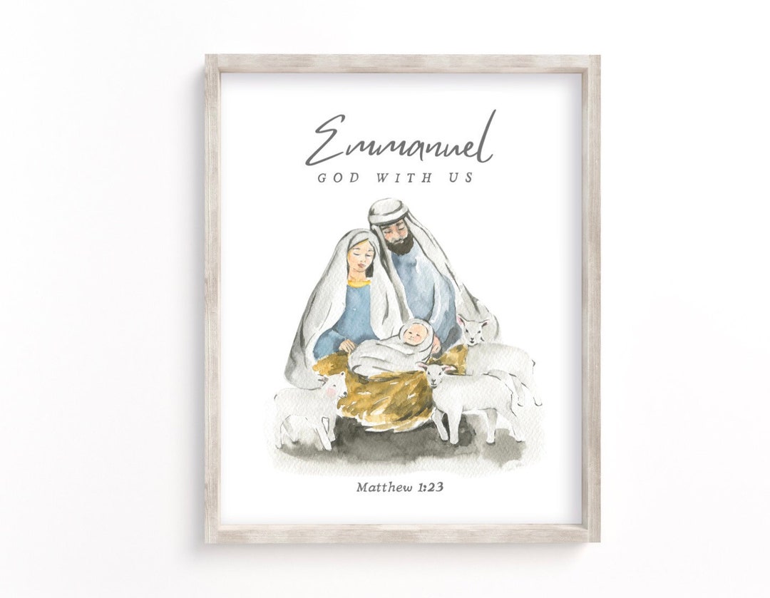 Emmanuel Nativity Print: Baby Jesus, Scripture Wall Art (PDF) - Etsy