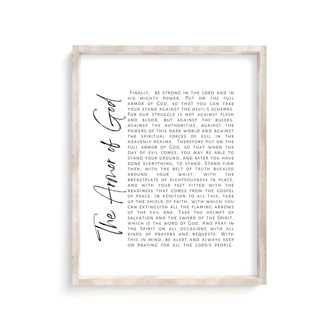 The Armor of God, Bible Verse Wall Art Print Scripture Wall Art ...