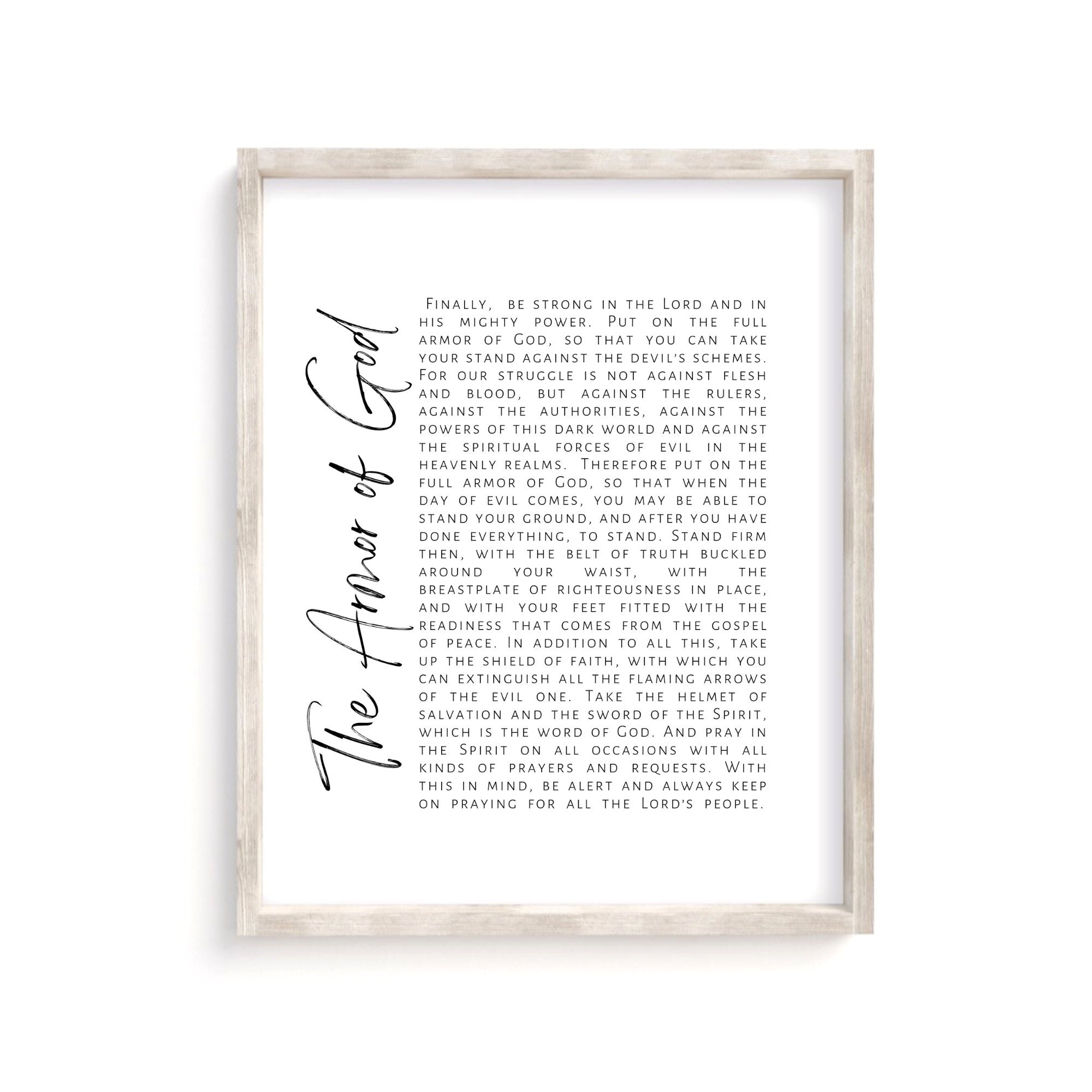 The Armor of God, Bible Verse Wall Art Print Scripture Wall Art ...
