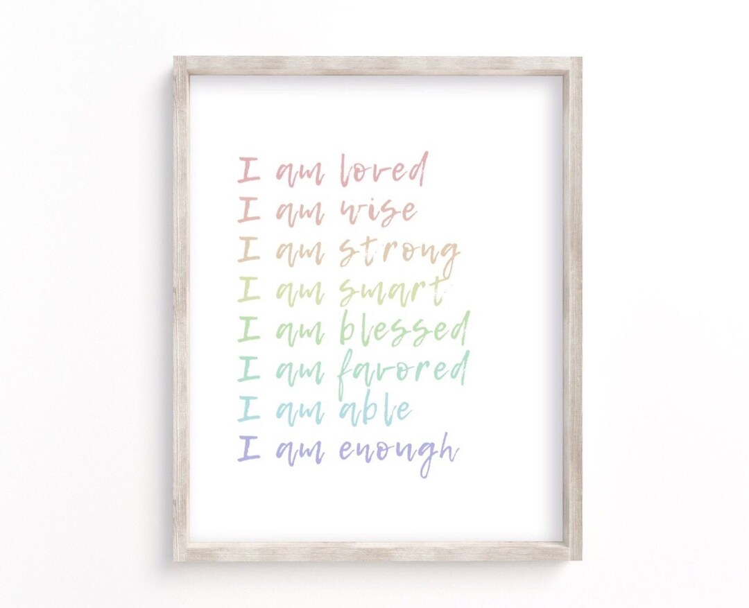 Affirmations, I Am Loved, I Am Wise, I Am Strong, Kids Room Decor, Kids ...