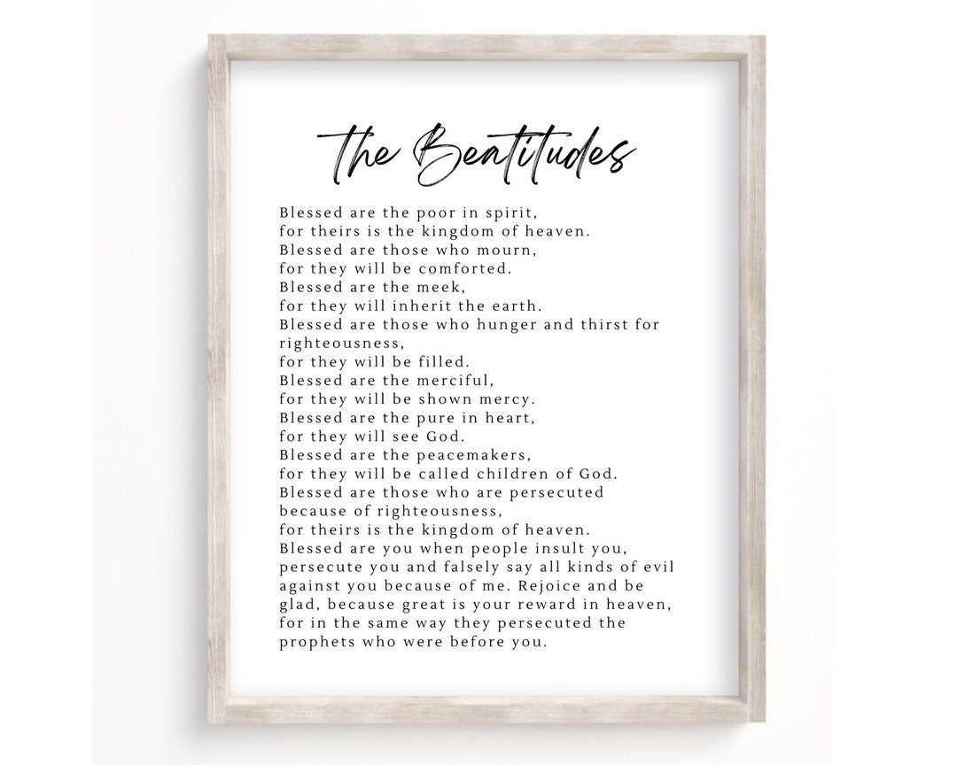 The Beatitudes Scripture Wall Art: Bible Verse Printable (PDF) - Etsy
