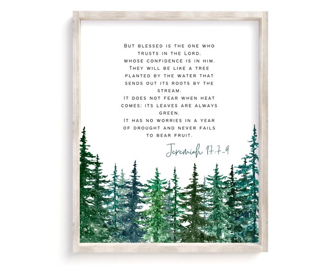 Blessed is the One Who Trusts in the Lord, Jeremiah 17:7 Watercolor ...