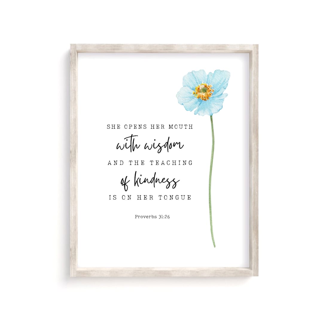 Proverbs 31:26 Floral Bible Verse Wall Art (digital Download) - Etsy