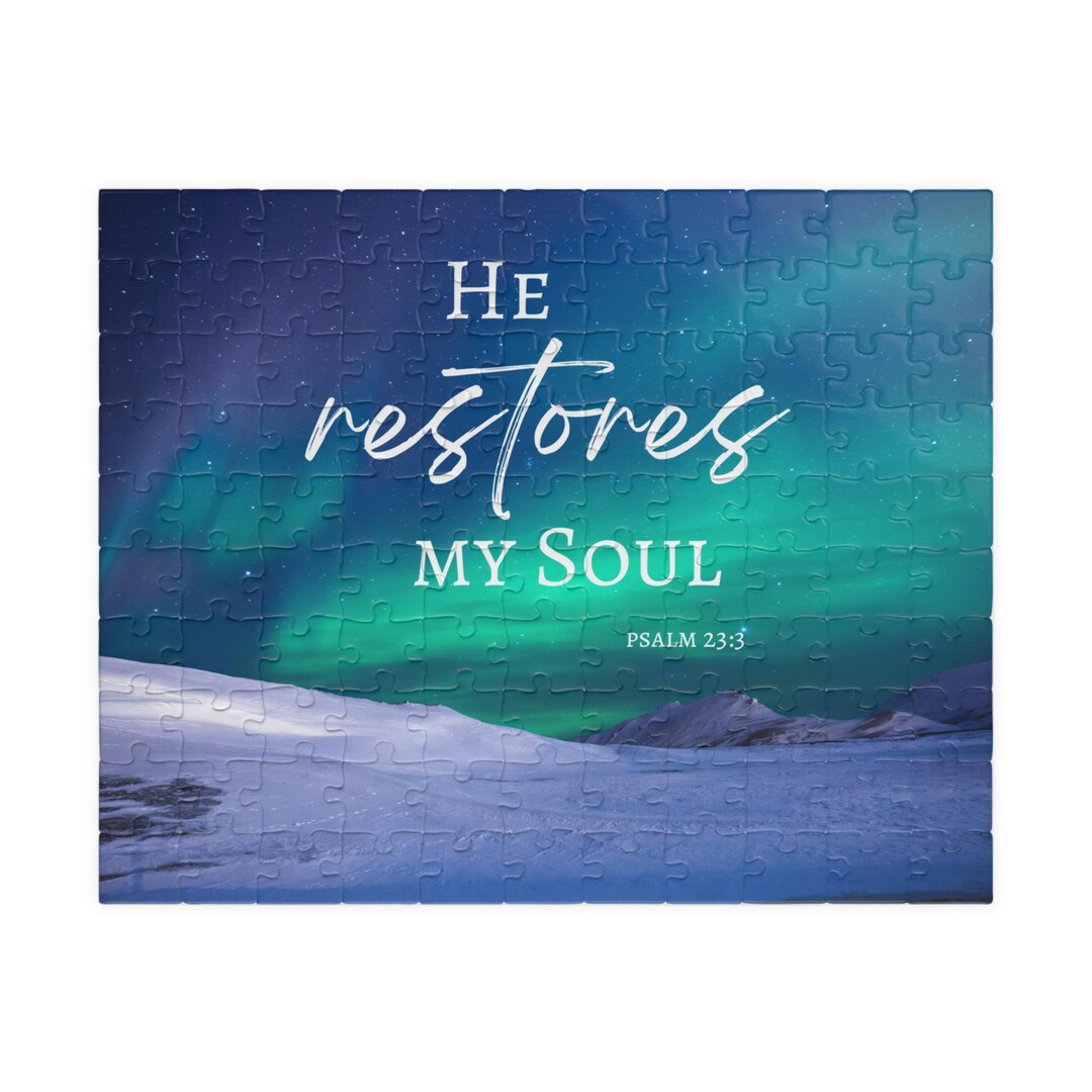 Bible Verse Puzzle, He Restores My Soul, Psalm 23:3, Scripture Game ...
