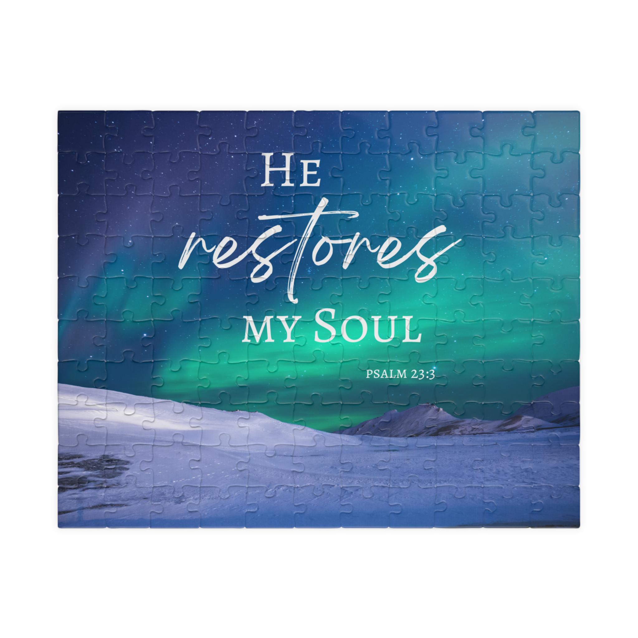 Bible Verse Puzzle, He Restores My Soul, Psalm 23:3, Scripture Game ...
