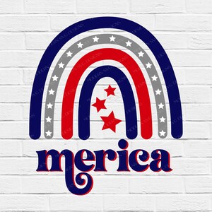 Merica Rainbow Svg, 4th of July SVG, Patriotic Rainbow, SVG Cut File, PNG Transparent File ...