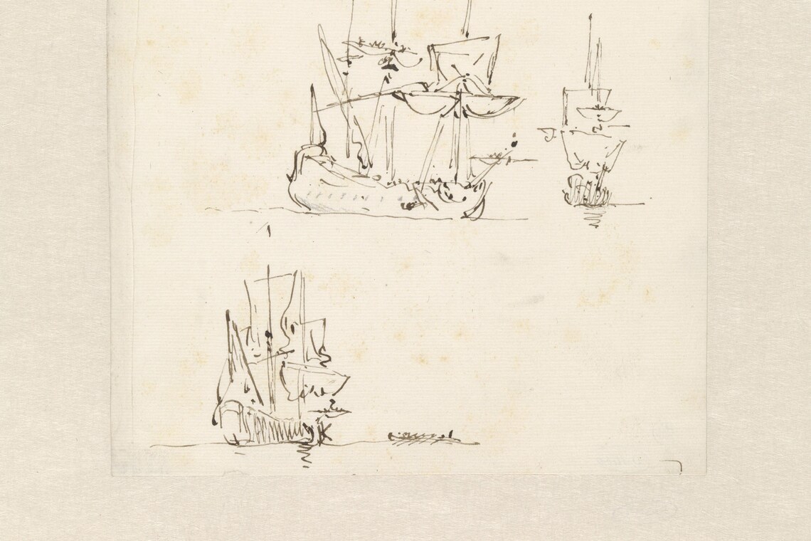 Vintage Sailboat Sea Drawing - Five Sketched Sailboats - Etsy