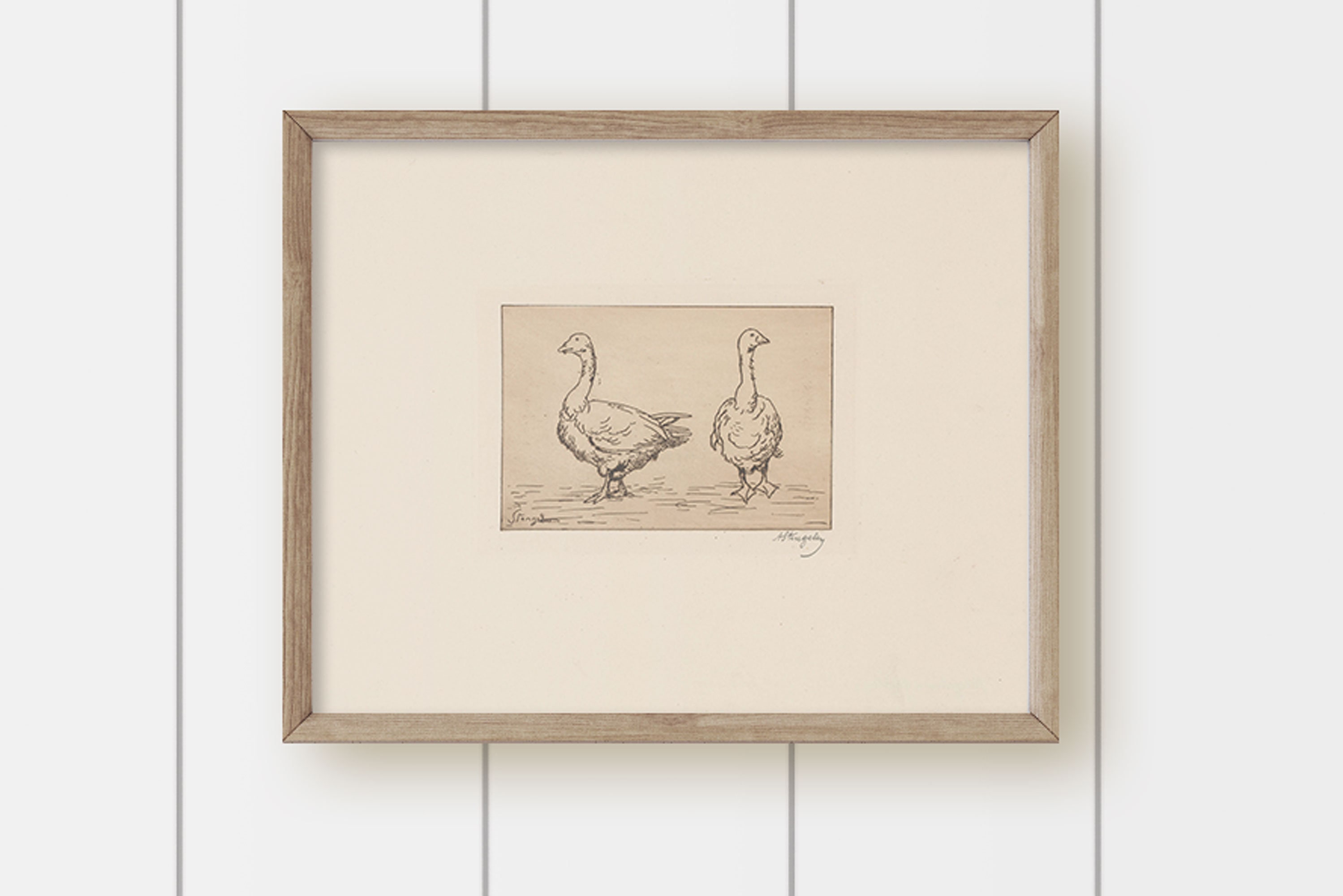 Vintage Painting Goose Art Pen and Ink Geese | Etsy