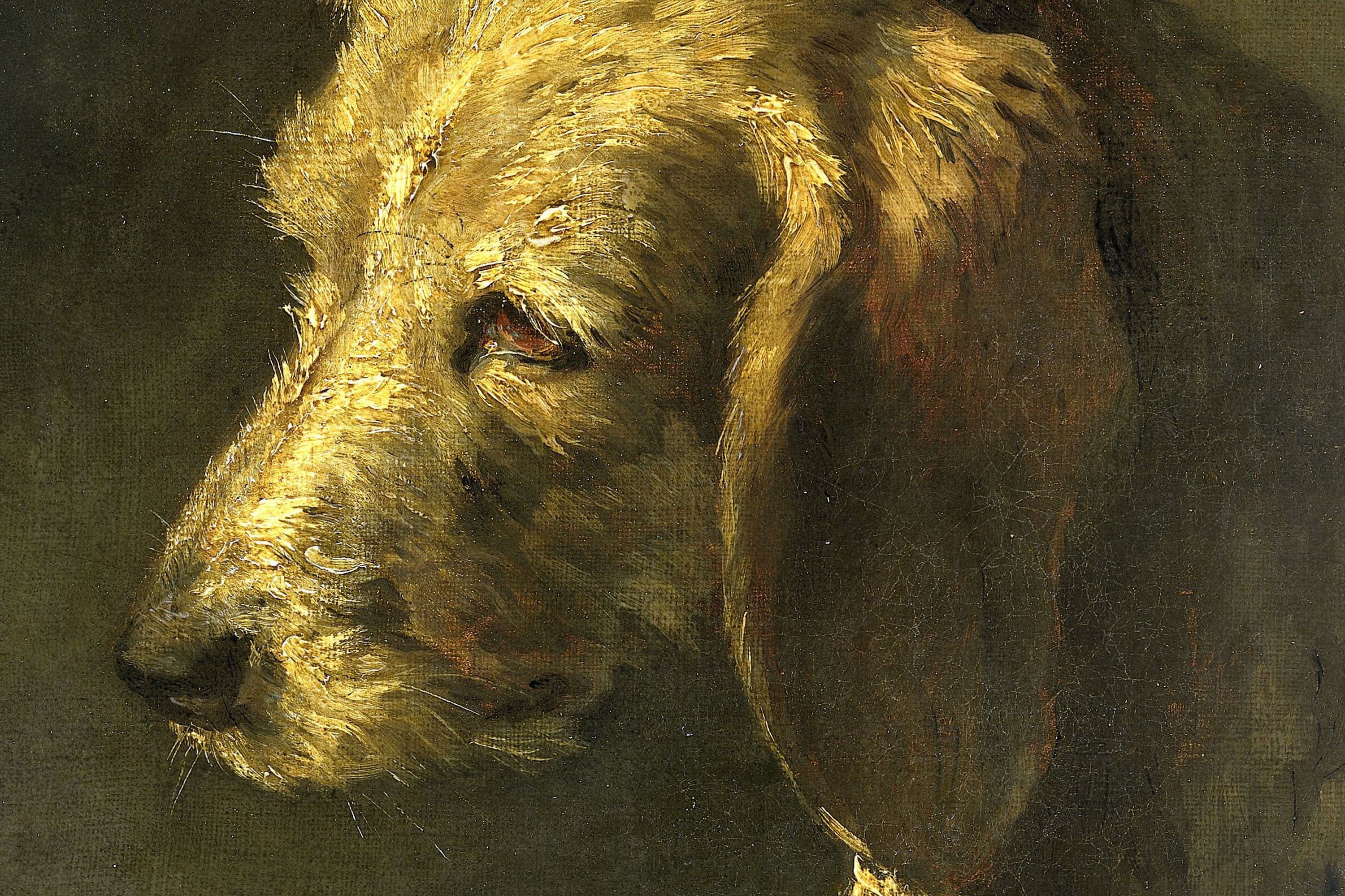 Vintage Neutral Dog Painting Portrait of a Dog | Etsy