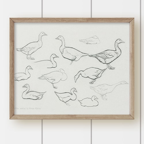 Vintage Painting Goose Art Pen and Ink Geese - Etsy