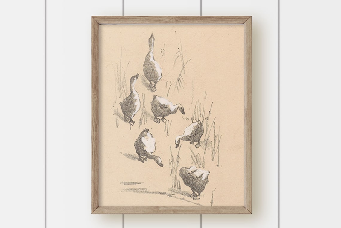 Vintage Goose Art Painting - Exploring Geese - Etsy