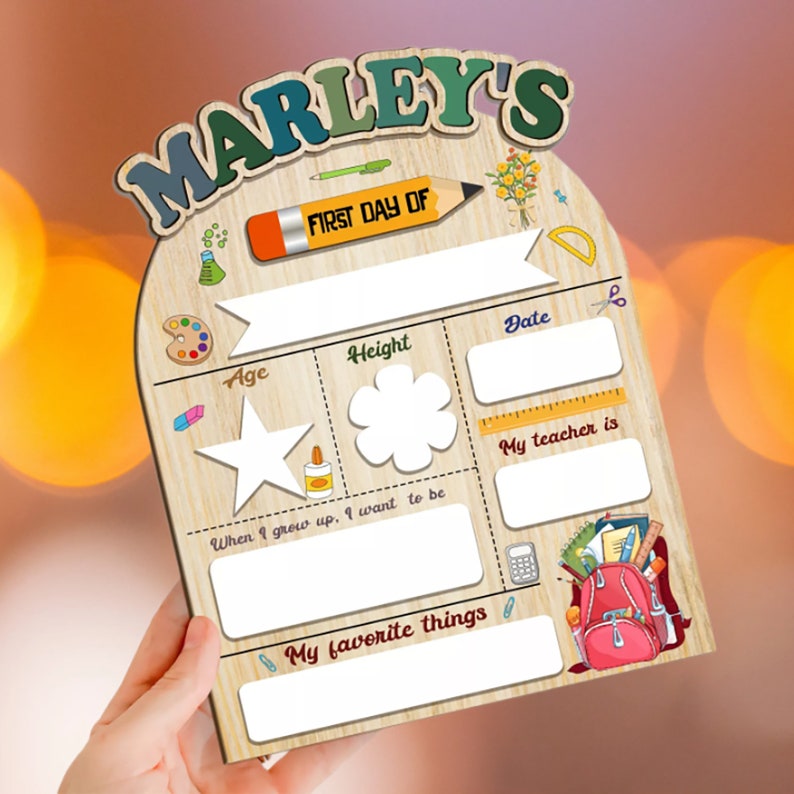 Personalized First Day of School Sign, Custom Changeable Board, First ...