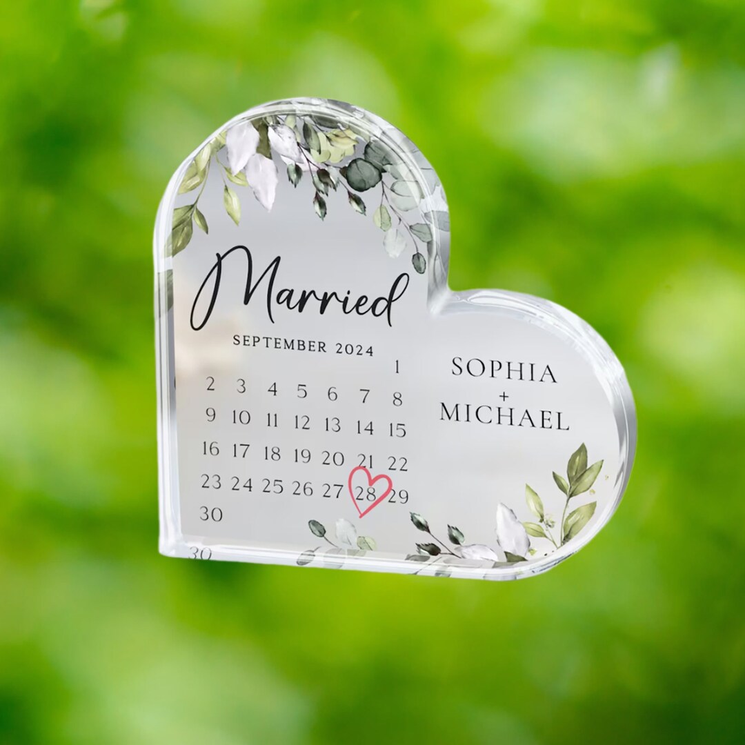 Personalised Married Calendar Date Acrylic Plaque, Married Calendar ...