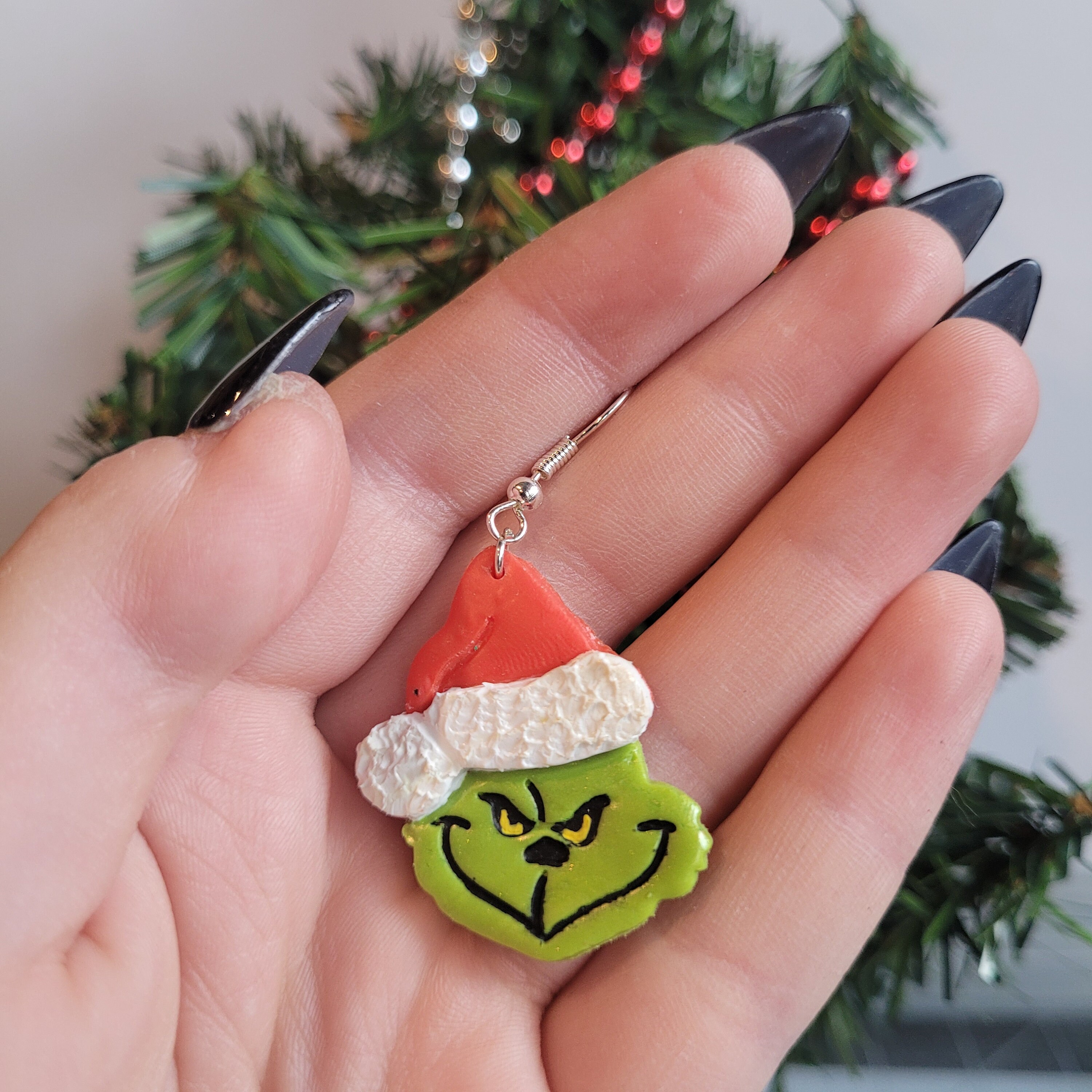 The Grinch Polymer Clay Earrings - Etsy