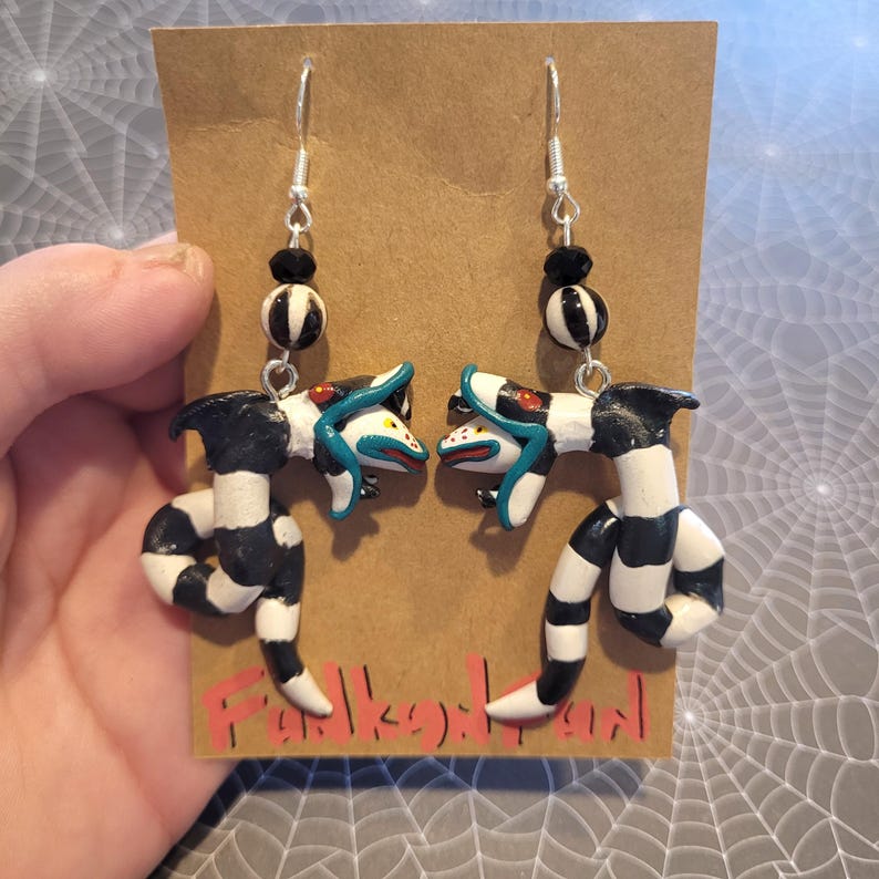Beetlejuice Sandworm Polymer Clay Earrings! - Etsy