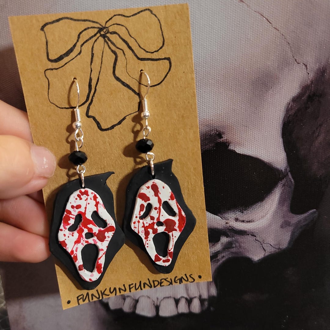 Scream Inspired Ghostface Polymer Clay Earrings! - Etsy