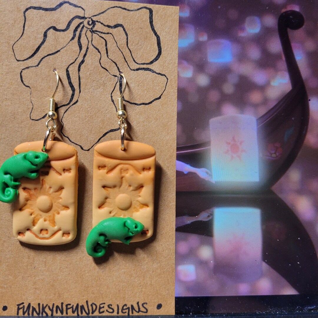 Tangled Inspired Lantern Polymer Clay Earrings With Pascal - Etsy