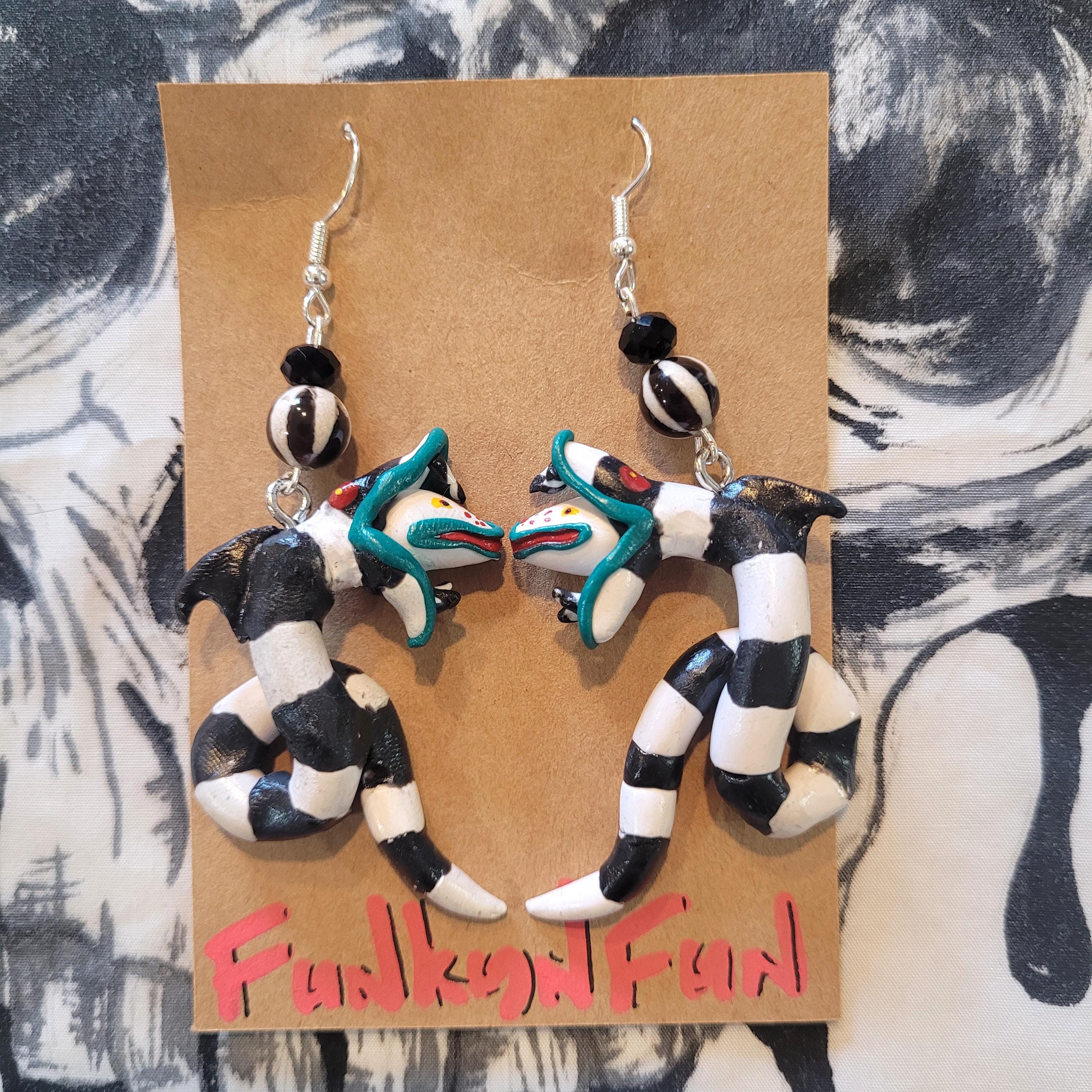 Beetlejuice Sandworm Polymer Clay Earrings! - Etsy