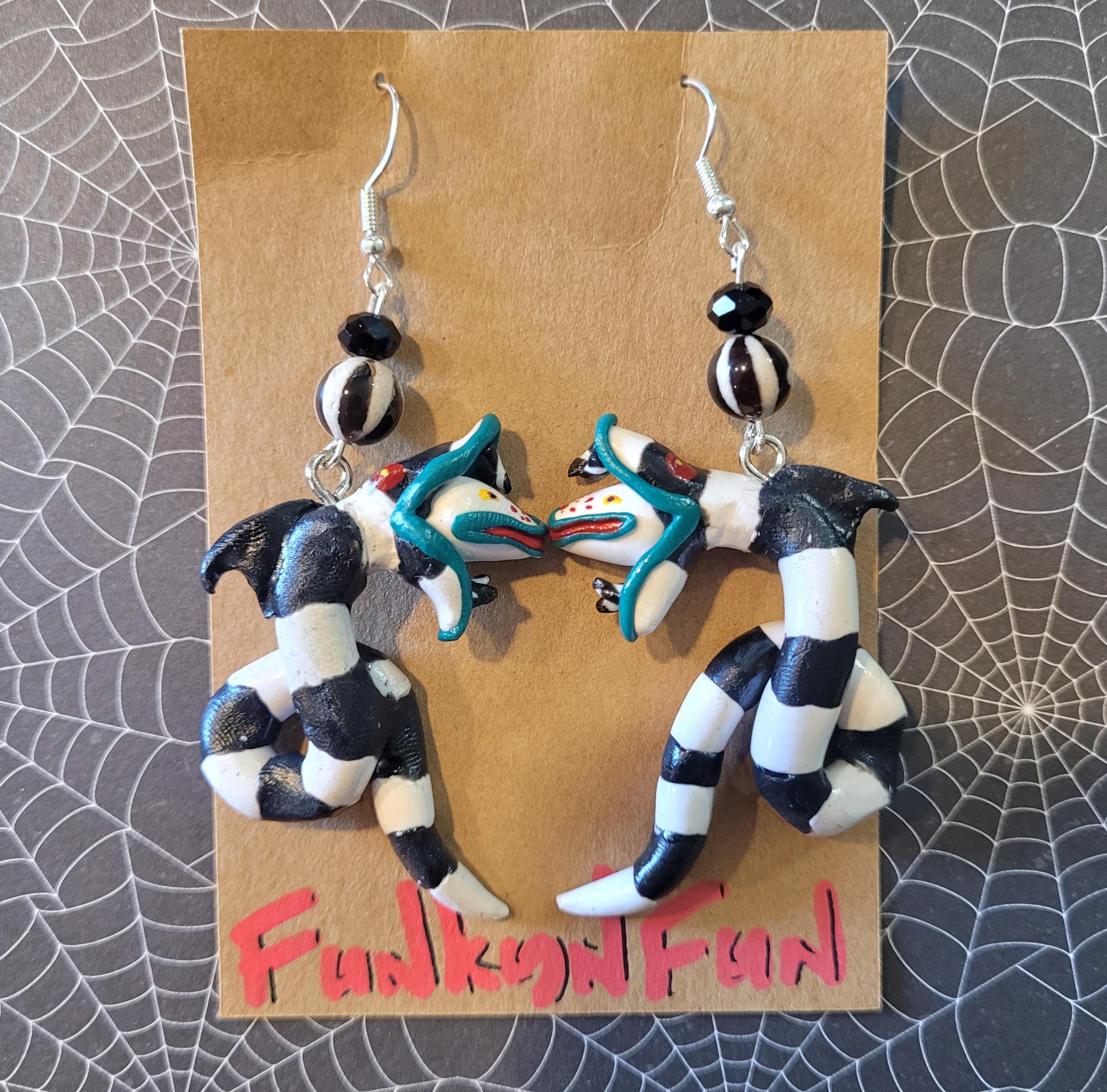 Beetlejuice Sandworm Polymer Clay Earrings! - Etsy