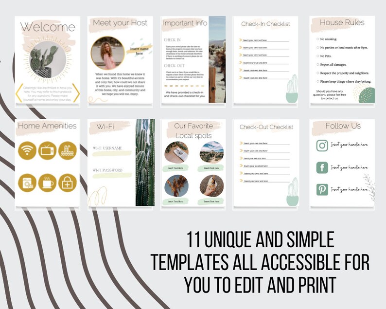 Boho Airbnb Welcome Packet | Guest Handbook | Check-in and Check-out ...