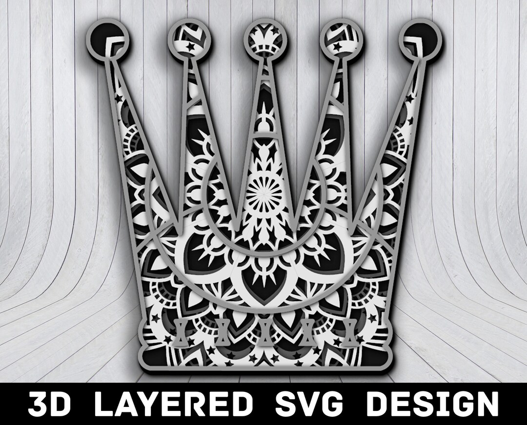 3D Mandala Crown SVG File, Crown Mandala SVG Files, Crown Tiara Mandala ...