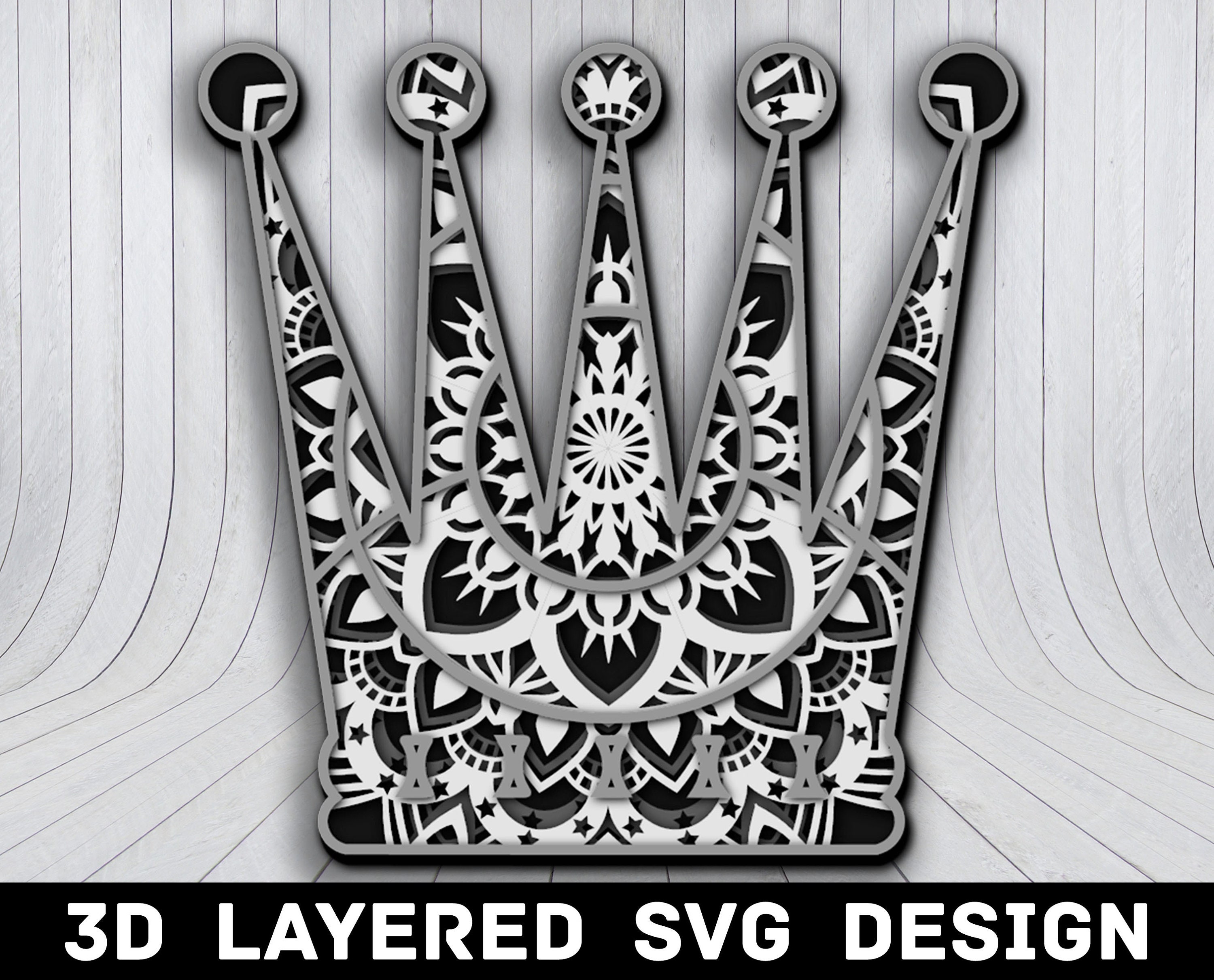 3D Mandala Crown SVG File, Crown Mandala SVG Files, Crown Tiara Mandala ...