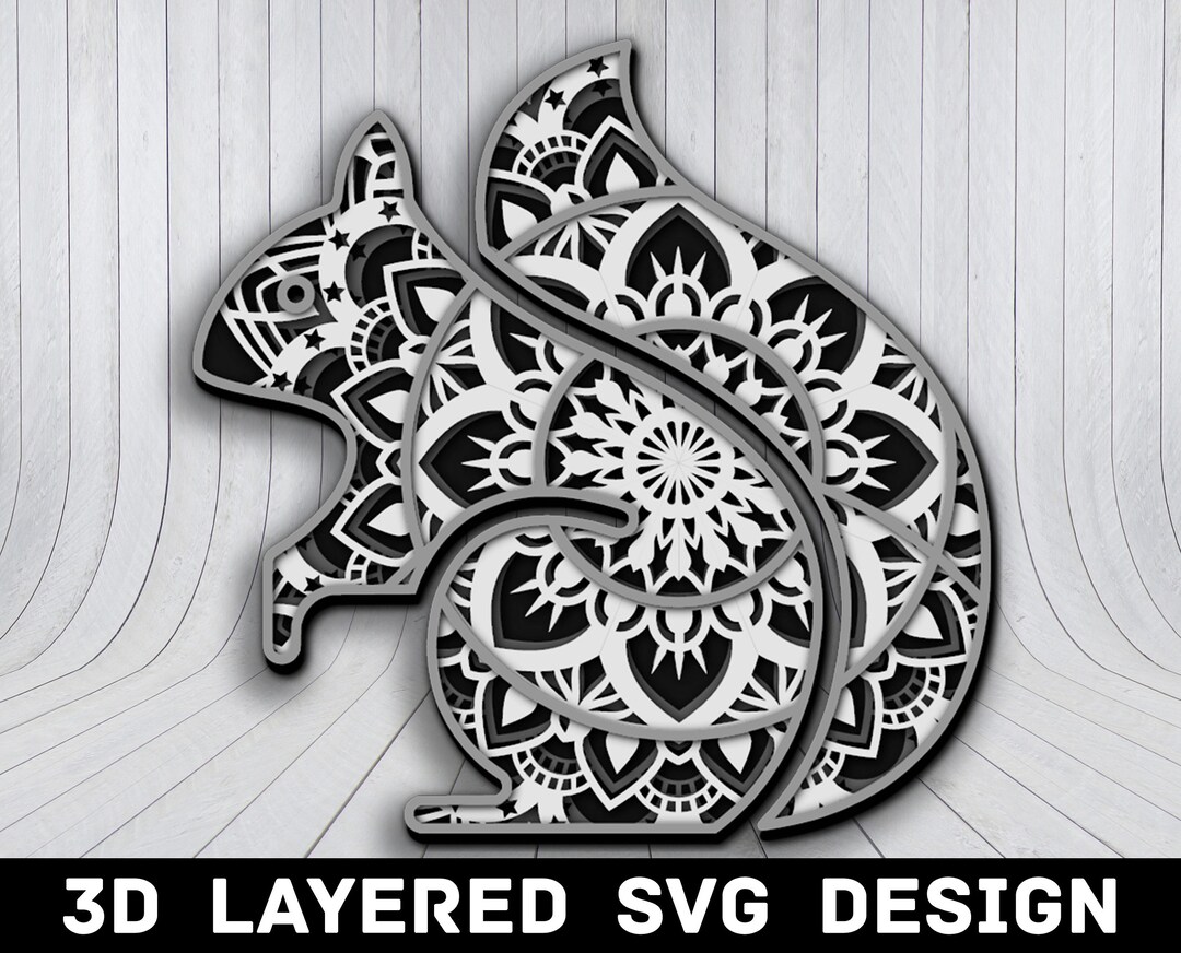 3D Mandala Squirrel SVG File, Squirrel SVG Files, Squirrel 3D Mandala ...