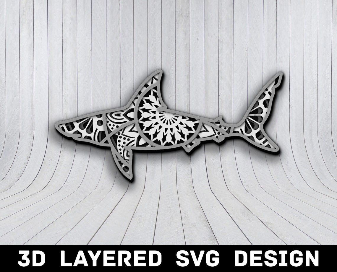 3D Mandala Shark SVG File 3D Shark Mandala SVG Files Shark | Etsy