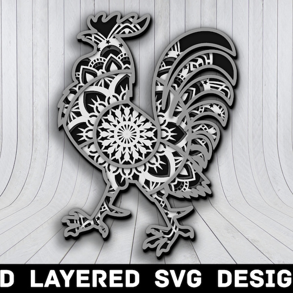 Rooster Mandala Svg - Etsy
