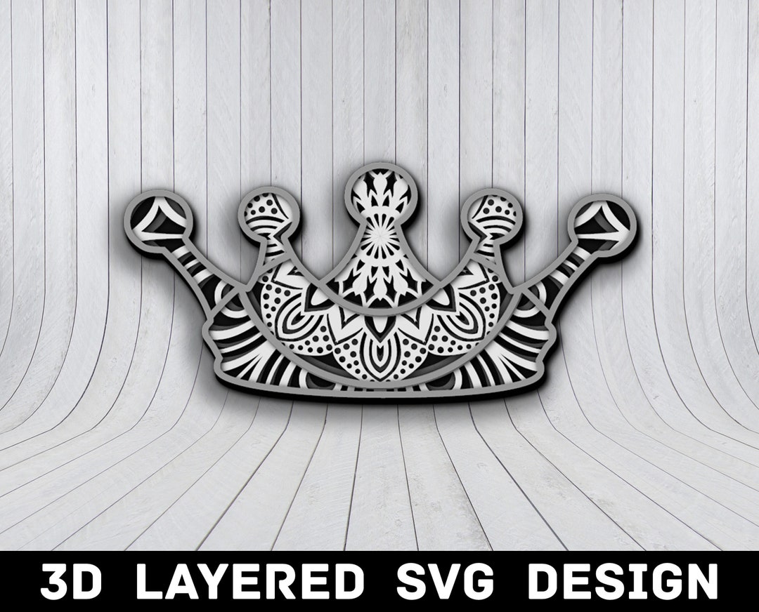 3D Mandala Crown SVG File, Crown Mandala SVG Files, Crown Tiara Mandala ...