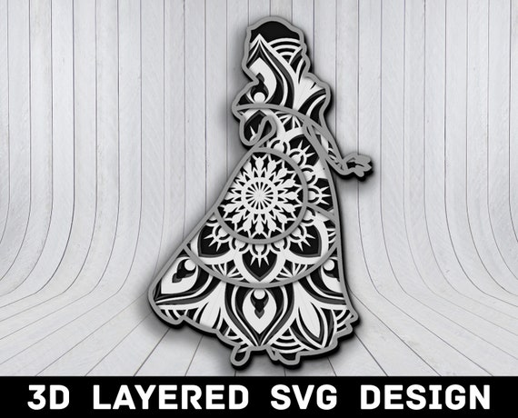3D Mandala Princess SVG File Princess SVG Files 3D Queen 3D | Etsy