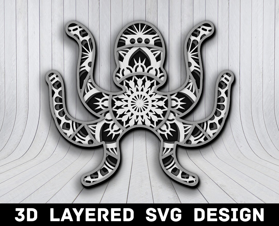 3D Mandala Octopus SVG File, 3D Octopus SVG Files, Octopus 3D Mandala ...