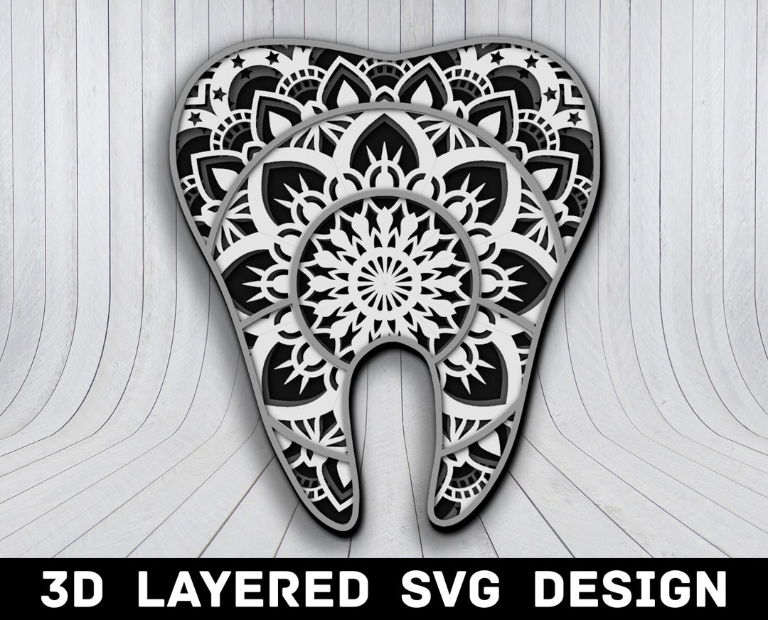 3D Mandala Tooth SVG File, Teeth Mandala SVG Files, Tooth Fairy Mandala ...
